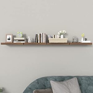 Hzuaneri 15" Floating Shelves - Set of 4 Bathroom Shelf, Retro Wall Shelf, Wall Mounted Hanging Shelf with Invisible Brackets, for Living Room Decor, Bathroom, Bedroom, Kitchen, Rustic Brown