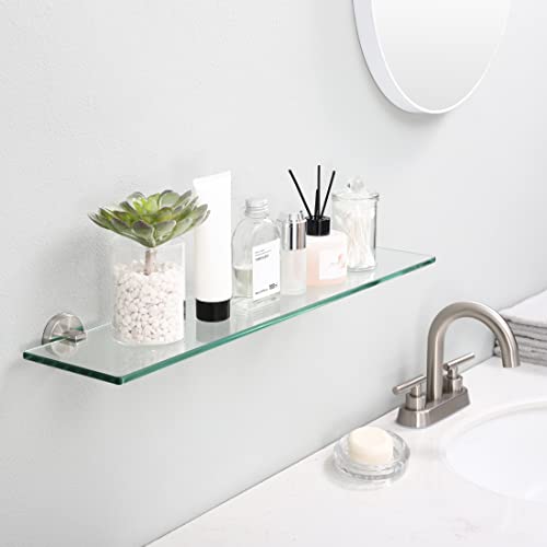 KES Glass Bathroom Shelf, 23.6 Inches Glass Shelf for Bathroom with Tempered Glass Floating Shelves Bathroom SUS 304 Stainless Steel Wall Mount Brushed Finish, A2024S60-2