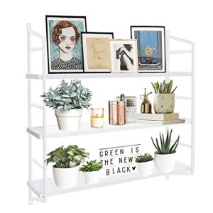 boluo white wall shelf - garage storage system shelves modern bathroom decor bedroom living room kitchen 24 inches long (610-w)