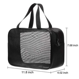 MUIFA Shower Caddy Bag Organizer Portable Mesh Shower Tote Caddy for Bathroom College Dorm Camp Gym Camping Toiletry Bath for Kids Men Women guys - Quick Dry (Black)