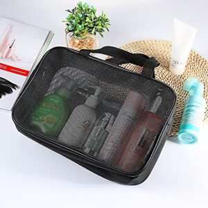 MUIFA Shower Caddy Bag Organizer Portable Mesh Shower Tote Caddy for Bathroom College Dorm Camp Gym Camping Toiletry Bath for Kids Men Women guys - Quick Dry (Black)