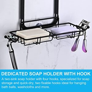 Hoomtaook Shower Caddy Over Shower Head Anti-Swing Shower Caddy Hanging Rustproof Shower Organizer, Shower Storage Rack with Hooks for Shampoo, Razor and Soap - Black