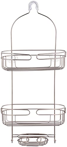 Zenna Home Shower, Stainless Steel Over-The-Showerhead Caddy, 2 Shelves with Soap Dish