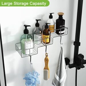 FANHAO Shower Caddy Basket with Hooks for Shampoo Conditioner Bathroom Shelf Storage Organizer Adhesive No Drilling Wall Mounted, Rustproof SUS304 Stainless Steel