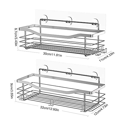 Orimade 2-Pack Rectangle Shower Caddy Bundle with 2-Pack Corner Shower Shelves Organizer