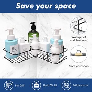 FAMI HELPER Corner Shower Caddy Shelf, 2 Pack No Drilling Traceless Adhesive Storage Organizer With Soap Dish Holder, Wall Mounted Storage Shelf for Bathroom, Kitchen