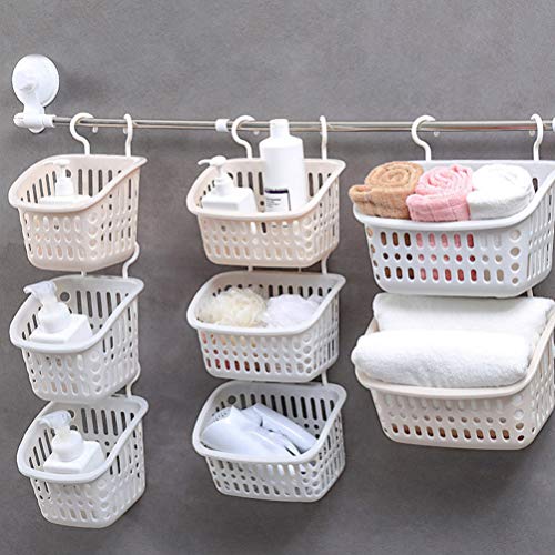 Cabilock Plastic Mesh Basket 2pcs Shower Caddy Basket Organizer Hanging Bathroom Shelf Wall Mounted Storage Rack for Sponge Shampoo Razors Conditioner Desk Organizer Basket