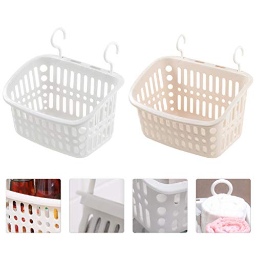 Cabilock Plastic Mesh Basket 2pcs Shower Caddy Basket Organizer Hanging Bathroom Shelf Wall Mounted Storage Rack for Sponge Shampoo Razors Conditioner Desk Organizer Basket