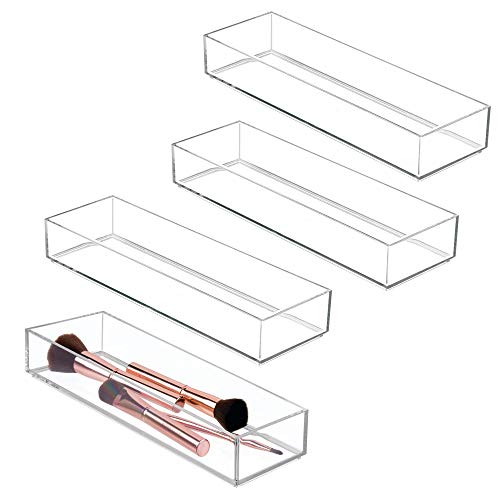 iDesign 40910M4 Clarity Organizer for Vanity and Bathroom Drawers, 4 x 12 x 2 Inches, Medium - Set of 4, 4 Count