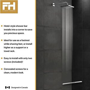 FINSBURY HARDWARE Shower Foot Rest, Corner Shower Bar for Shaving Legs, Wall Mounted Hotel Shower Foot Ledge, Brass Bar Bathroom Foot Step (Satin Nickel)