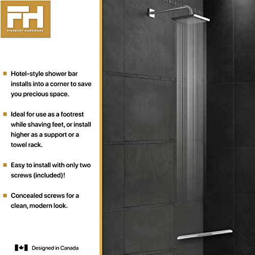 FINSBURY HARDWARE Shower Foot Rest, Corner Shower Bar for Shaving Legs, Wall Mounted Hotel Shower Foot Ledge, Brass Bar Bathroom Foot Step (Satin Nickel)