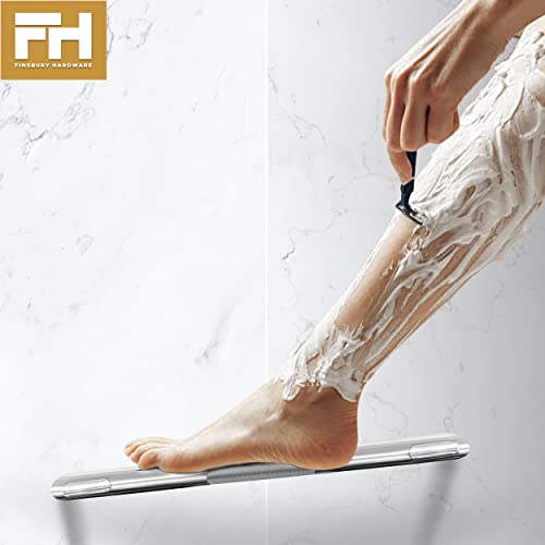 FINSBURY HARDWARE Shower Foot Rest, Corner Shower Bar for Shaving Legs, Wall Mounted Hotel Shower Foot Ledge, Brass Bar Bathroom Foot Step (Satin Nickel)