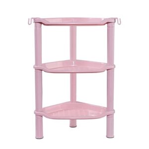 3 Tier Shower Caddy Organizer Shelf Corner, 13.5 x 10 x 26 Inches, Rustproof, Plastic Shower Rack Stands for Inside Bathroom, Bathtub, Shower pan, Pink (Round Slot Pink 3 Tier)