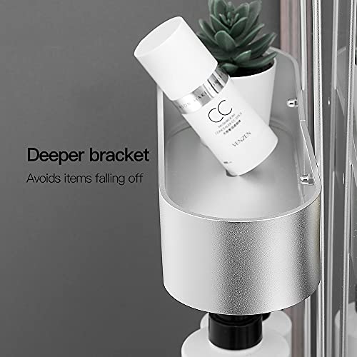 FINECHI Over the Door Shower Caddy Hanging Storage Organizer Rust Proof Aluminum Bathroom Tub Storage Rack with Hooks and Baskets(Brushed Nickel, 2-Tier)