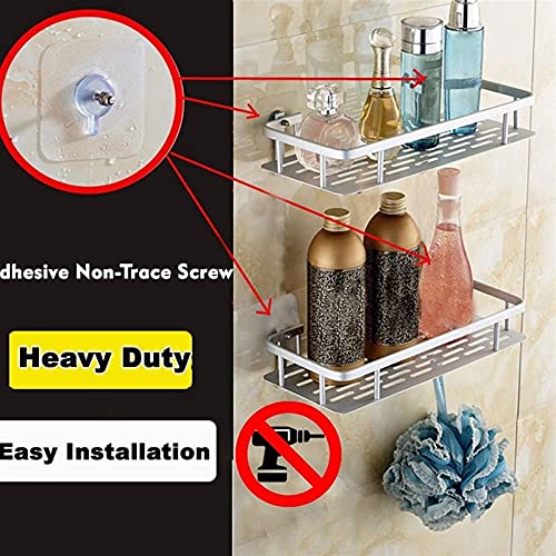 ZSFBIAO Shelf Shower Shelf Adhesive Aluminum Shower Caddy for Shampoo Holder Kitchen Rack Storage Organizer No Drilling Rectangle Wall Wall Floating Shelves (Color : A)