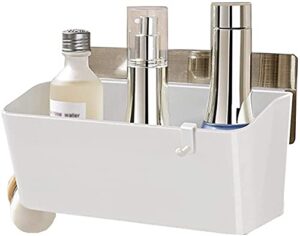 aoof bathroom shelf shower organiser wall-mounted plastic punch free no trace sticker hook drain