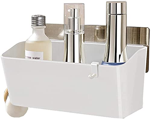 AOOF Bathroom Shelf Shower Organiser Wall-Mounted Plastic Punch Free No Trace Sticker Hook Drain