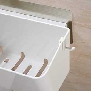 AOOF Bathroom Shelf Shower Organiser Wall-Mounted Plastic Punch Free No Trace Sticker Hook Drain