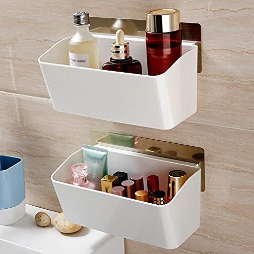 AOOF Bathroom Shelf Shower Organiser Wall-Mounted Plastic Punch Free No Trace Sticker Hook Drain