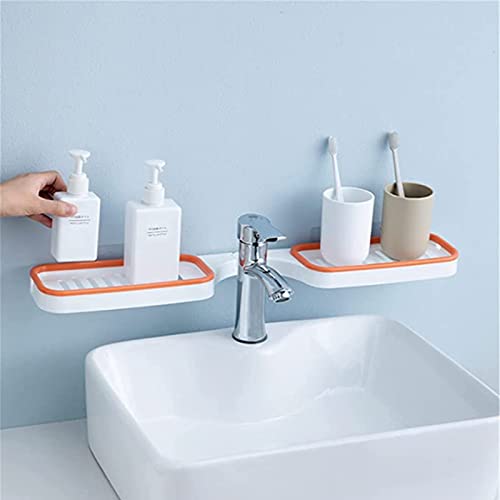 2Pcs Bathroom Corner Punch-free Rack, Bathroom Corner Punch-free Rack Shampoo Storage Rack Holder, Bathroom Corner Punch-free Rack with Suction Cup (grey)