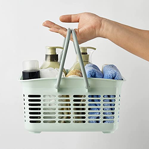 ALINK Large White Plastic Storage Caddy + Green Plastic Shower Caddy Basket