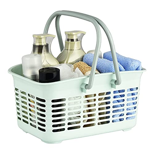 ALINK Large White Plastic Storage Caddy + Green Plastic Shower Caddy Basket