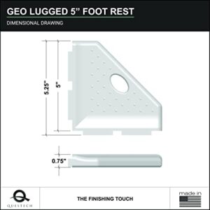 Questech Décor 8 Inch Corner Shower Shelf and 5 Inch Shower Caddy Foot Rest, Geo Lugged Back for New Construction, Wall Mounted Bathroom Shower Organizer, White Polished