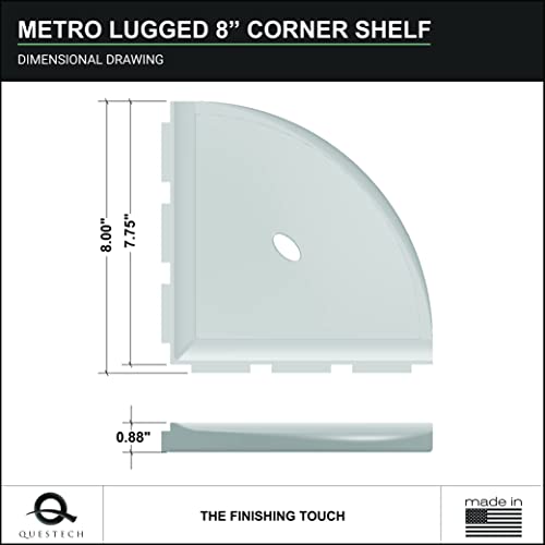 Questech Décor 8 Inch Corner Shower Shelf and 5 Inch Shower Caddy Foot Rest, Metro Lugged Back for New Construction, Mounted Bathroom Shower Organizer, Gray Matte