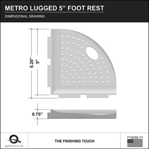 Questech Décor 8 Inch Corner Shower Shelf and 5 Inch Shower Caddy Foot Rest, Metro Lugged Back for New Construction, Mounted Bathroom Shower Organizer, Gray Matte