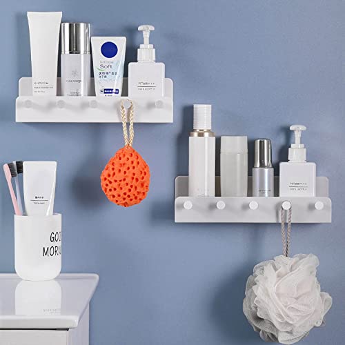 Bathroom Shelf Wall Mounted Shower Shampoo Storage Rack Punch-free Organizer Bag Key Holder No Drilling Floating Shelves wall mounted shelf with hooks