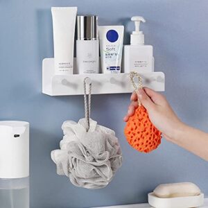 Bathroom Shelf Wall Mounted Shower Shampoo Storage Rack Punch-free Organizer Bag Key Holder No Drilling Floating Shelves wall mounted shelf with hooks