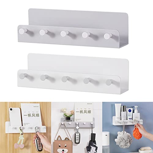 Bathroom Shelf Wall Mounted Shower Shampoo Storage Rack Punch-free Organizer Bag Key Holder No Drilling Floating Shelves wall mounted shelf with hooks