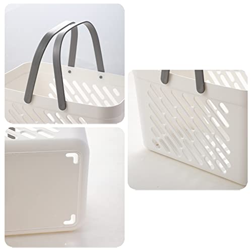 Bath Basket with Handle Tote Storage Organization Hollow Draining Container for Home Bathroom Shampoo Lotion Holder Bath Basket