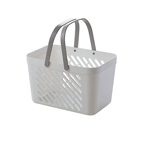 Bath Basket with Handle Tote Storage Organization Hollow Draining Container for Home Bathroom Shampoo Lotion Holder Bath Basket