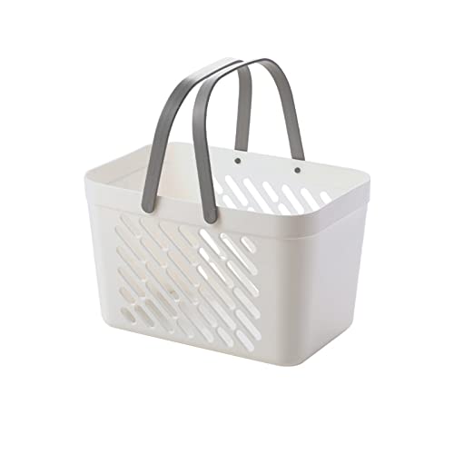 Bath Basket with Handle Tote Storage Organization Hollow Draining Container for Home Bathroom Shampoo Lotion Holder Bath Basket