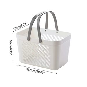 Bath Basket with Handle Tote Storage Organization Hollow Draining Container for Home Bathroom Shampoo Lotion Holder Bath Basket