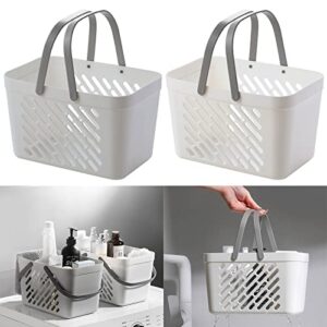 Bath Basket with Handle Tote Storage Organization Hollow Draining Container for Home Bathroom Shampoo Lotion Holder Bath Basket