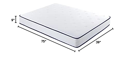 Olee Sleep 9 Inch Breeze Gel Infused Memory Foam Innerspring Mattress, Mattress In a Box, CertiPUR-US Certified, Twin