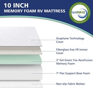 10 Inch RV Mattress Short King - Cool Gel Memory Foam Mattress Comfort Supportive Medium Camper Mattress in a Box with Breathable Cover, Made in USA, CertiPUR-US Certified for RVs, Campers & Trailers