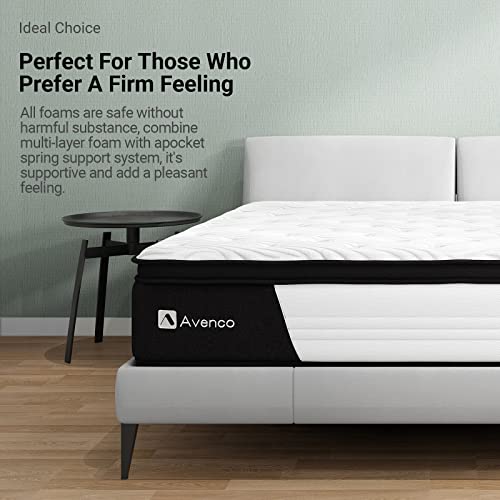 Avenco 10 Inch Full Mattress, Full Hybrid Mattress, Medium Firm Mattress Full in a Box with Pocket Spring and Gel Memory Foam, Breathable Fabric, Strong Edge Support, CertiPUR-US, 100 Nights Trial