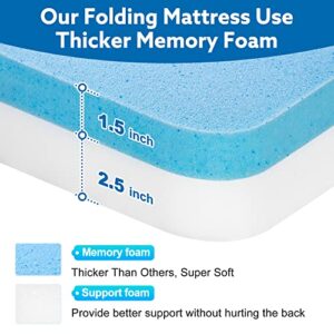 Yeeeasy Foldable Mattress for Floor (75"x25"x4") Tri Folding Mattress with Washable Cover Portable Memory Foam Mattress with Storage Bag Tri Fold Mattress for Overnight Guests and Camping, Single Size