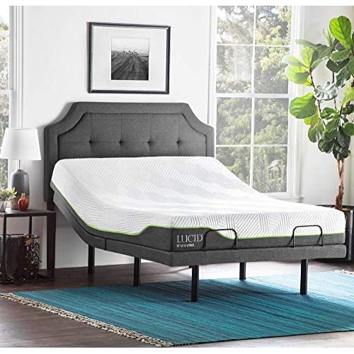 Lucid L300 Full Adjustable Bed Frame with Lucid 10 inch Latex Hybrid Full Mattress