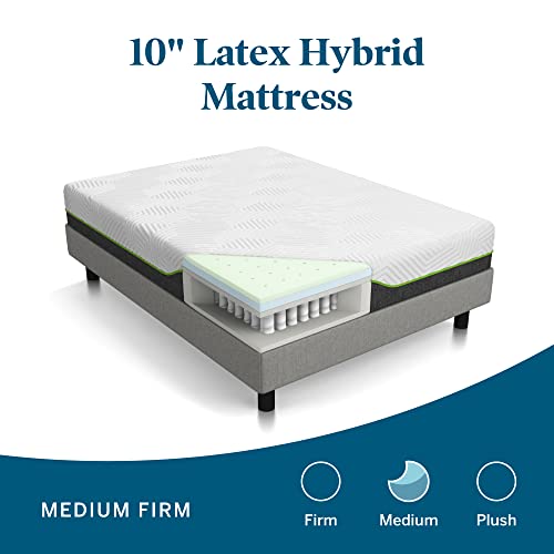 Lucid L300 Full Adjustable Bed Frame with Lucid 10 inch Latex Hybrid Full Mattress