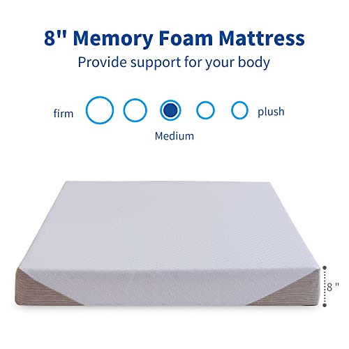 Opoiar Queen Mattress, 8 Inch Memory Foam Mattress in a Box Queen Size,Medium Firm Cooling Gel Infused Mattress for Sleeping,Pressure Relieving,Breathable Removable White Cover,CertiPUR-US Certified