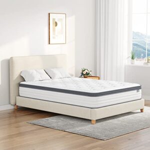 TeQsli Full Mattress, 10 Inch Memory Foam Innerspring Hybrid Mattress in A Box