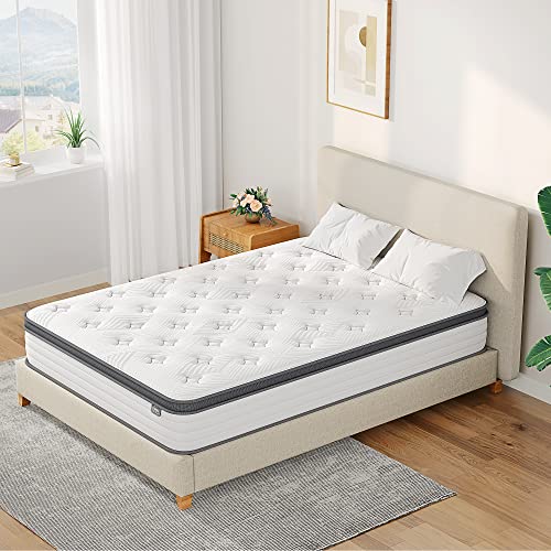 TeQsli Full Mattress, 10 Inch Memory Foam Innerspring Hybrid Mattress in A Box