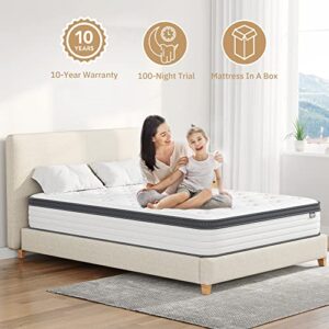 TeQsli Full Mattress, 10 Inch Memory Foam Innerspring Hybrid Mattress in A Box