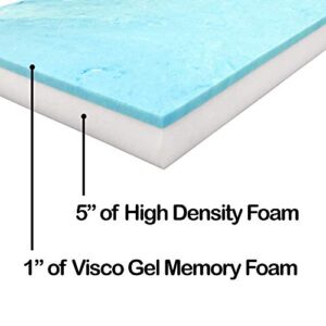 Foamma 6” x 24” x 72” Truck, Camper, RV Travel Visco Gel Memory Foam Bunk Mattress Replacement, Made in USA, Comfortable, Travel Trailer, CertiPUR-US Certified, Cover Not Included