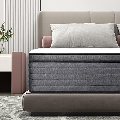 Ladinimo King Mattress, Medium Firm Hybrid Mattress Motion Isolation with Individually Wrapped Pocket Coils Mattresses,King Size Mattresses 80 * 76 * 12 inches