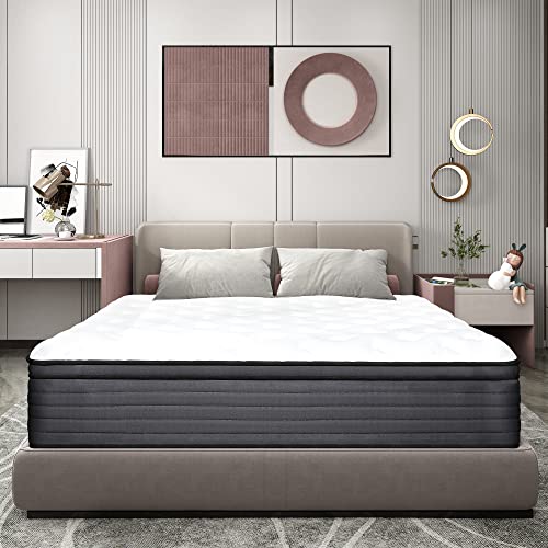 Ladinimo King Mattress, Medium Firm Hybrid Mattress Motion Isolation with Individually Wrapped Pocket Coils Mattresses,King Size Mattresses 80 * 76 * 12 inches